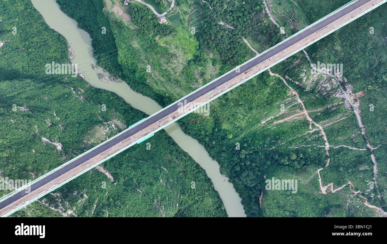 QIANXINAN, CHINA - JUNE 29, 2025 - Aerial view of the Huajiang Canyon ...