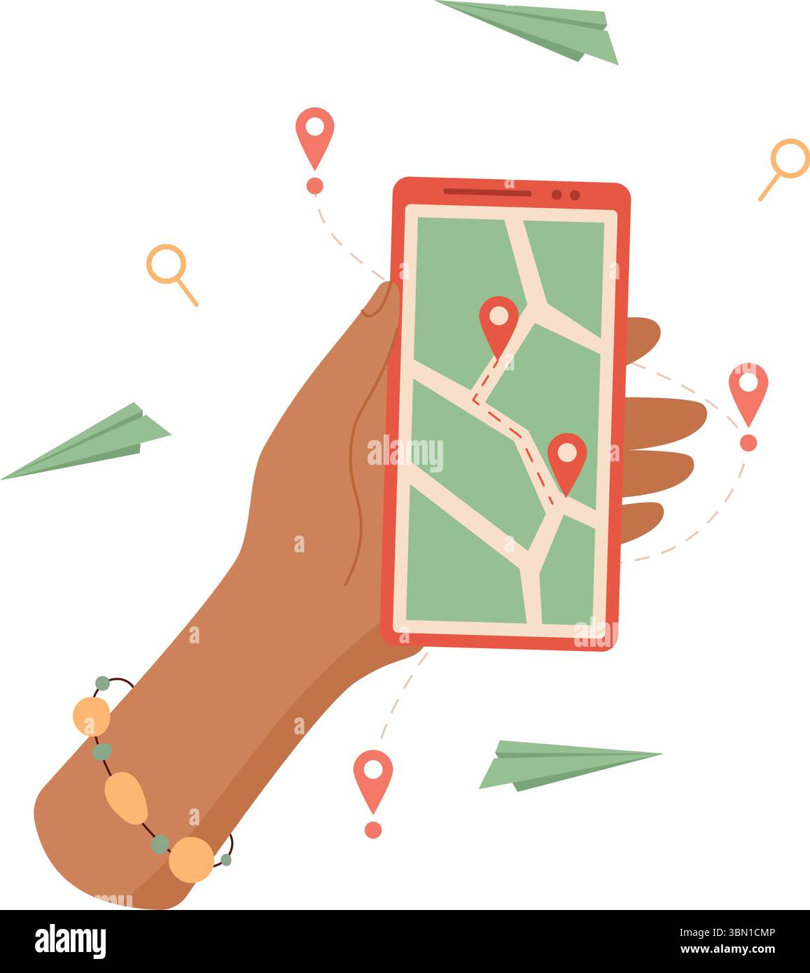 Hand Holds Phone With Gps Map Stock Vector Image & Art - Alamy
