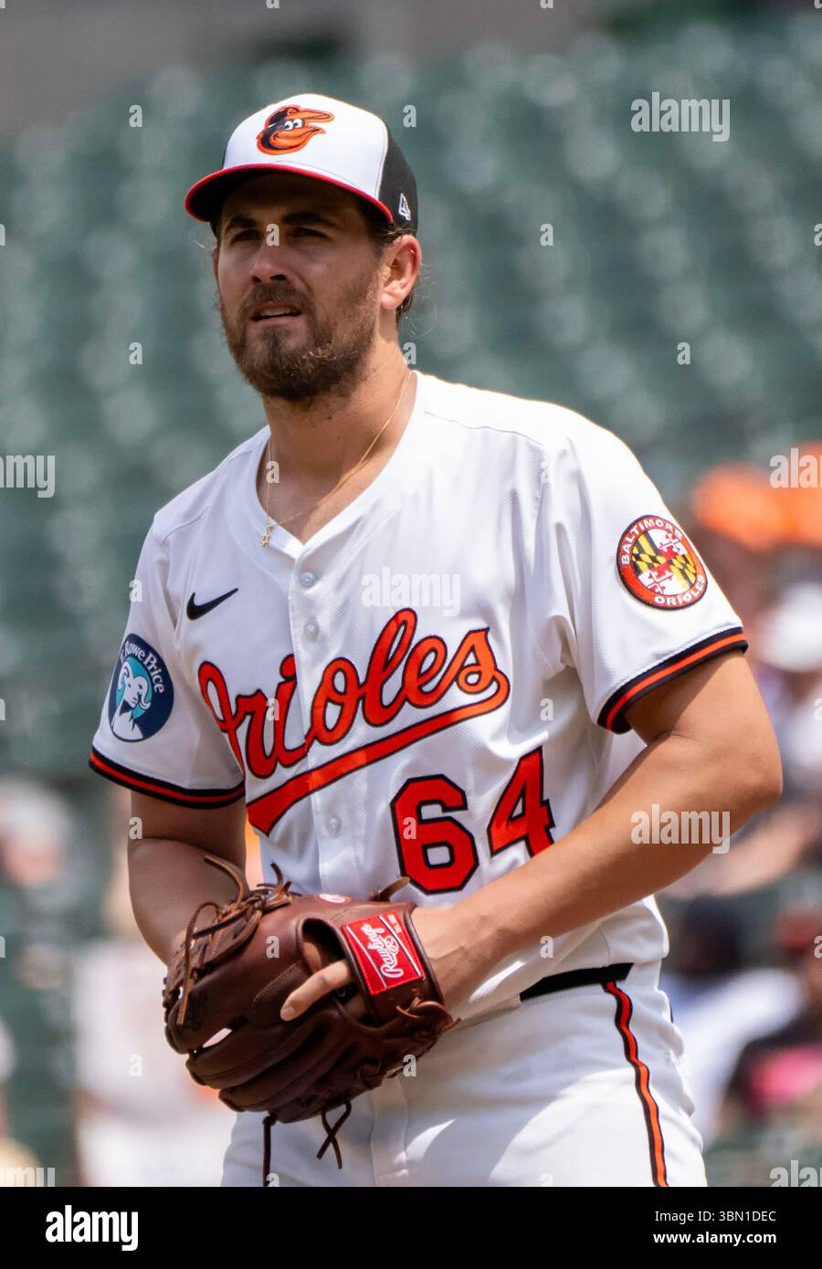 Baltimore, USA. 29th June, 2025. BALTIMORE, MD - JUNE 29: Baltimore Orioles pitcher Dean Kremer ...