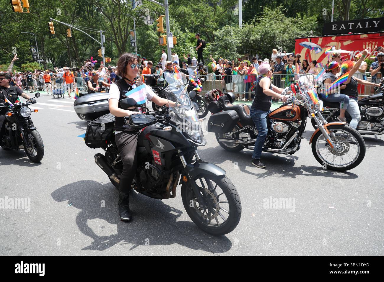Members of the Sirens MC NYC ride down the route during the NYC Pride ...