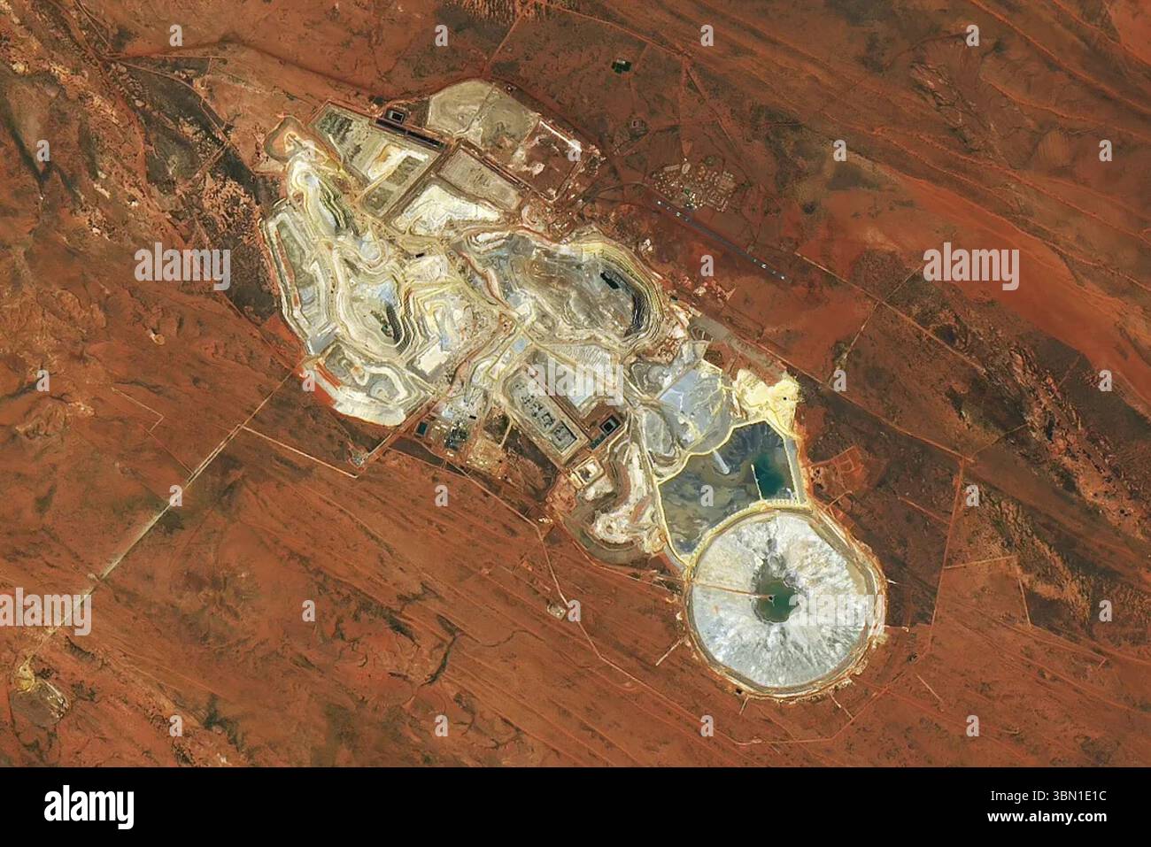 A satellite view of the Telfer gold and copper mine in Western ...