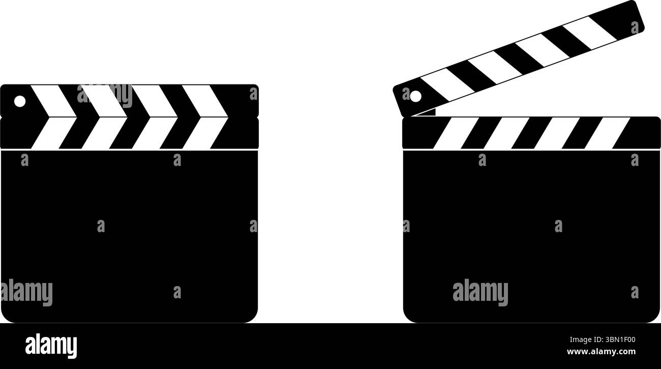 Closed and open movie clapboard silhouettes. Clapper boards isolated on ...