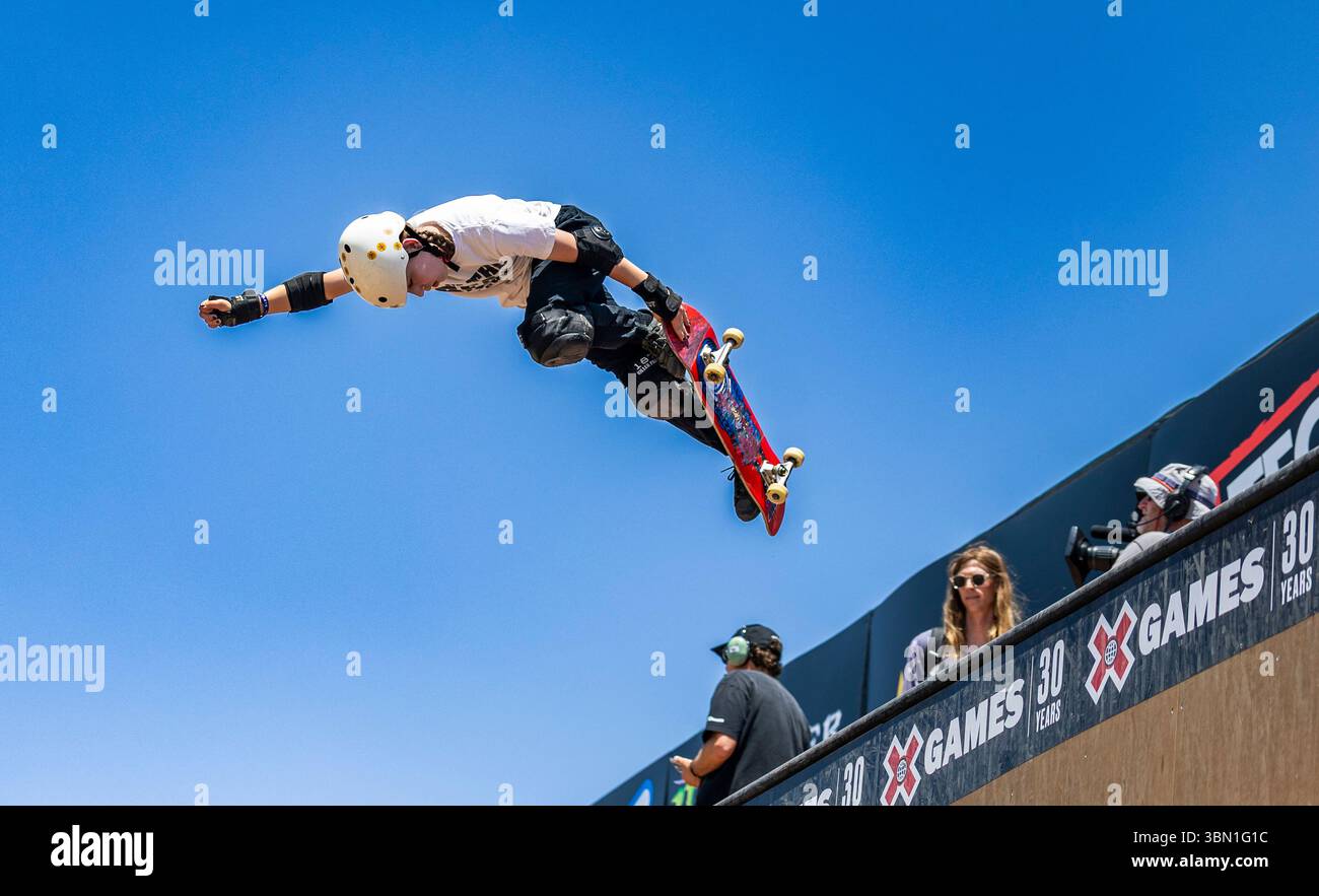 June 28 2025 Salt Lake City UT U.S.A. Skater Reese Nelson gets big air ...