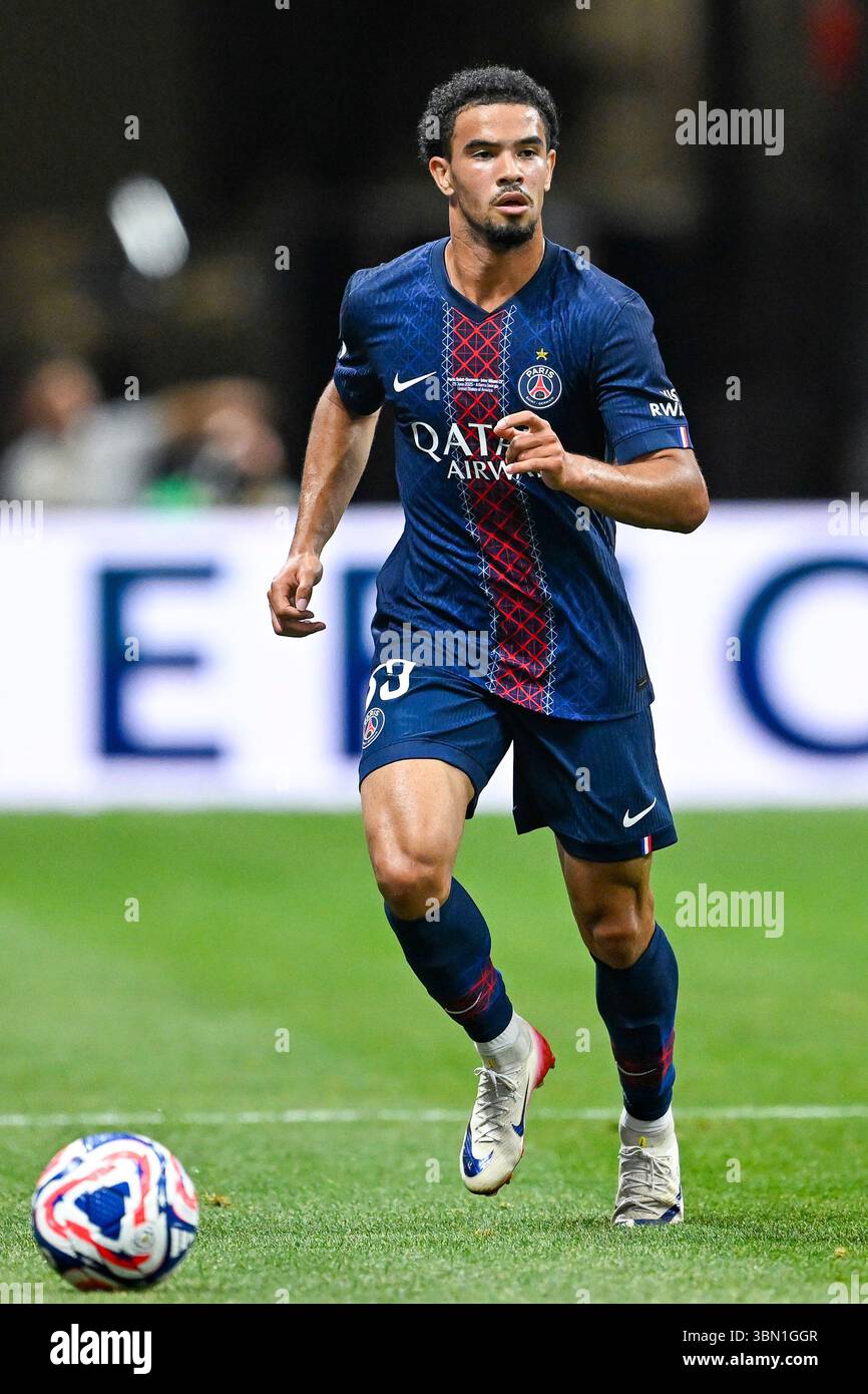 ATLANTA, GA – JUNE 29: PSG midfielder Warren Zaire-Emery (33) dribbles ...