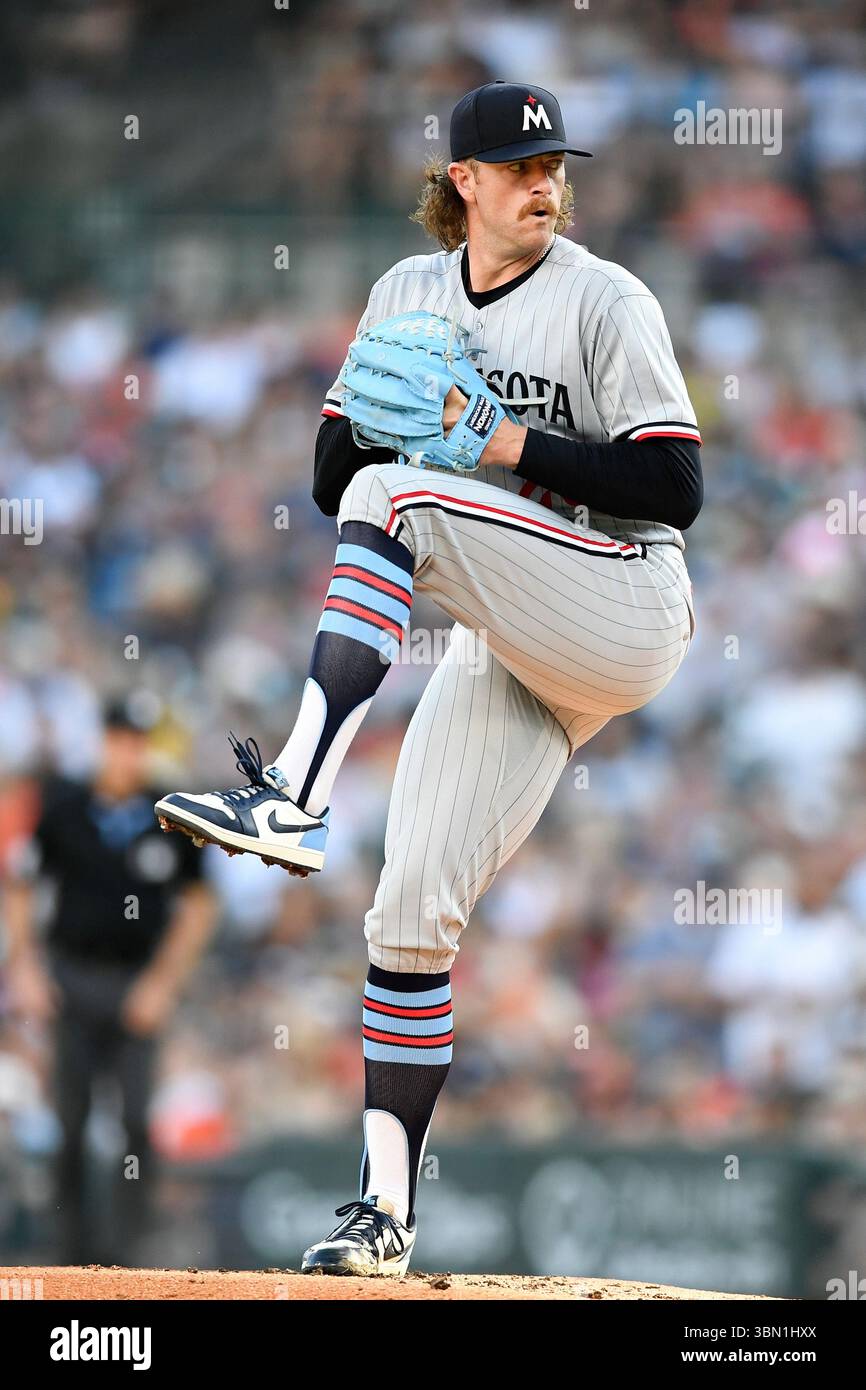 Minnesota Twins starting pitcher Chris Paddack throws during the first ...