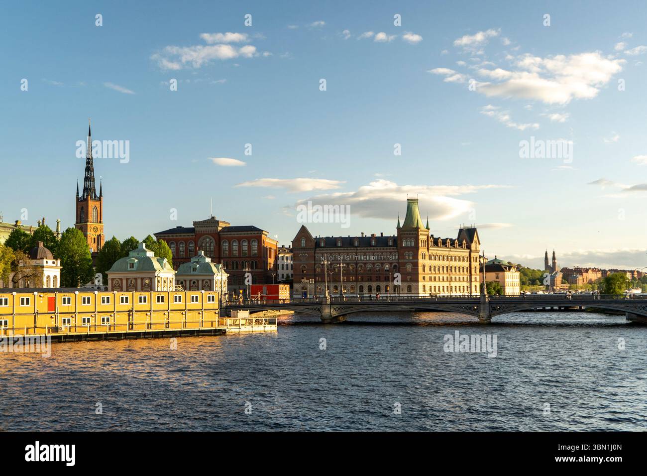 Panoramic Stockholm cityscape with historic buildings and waterfront at ...