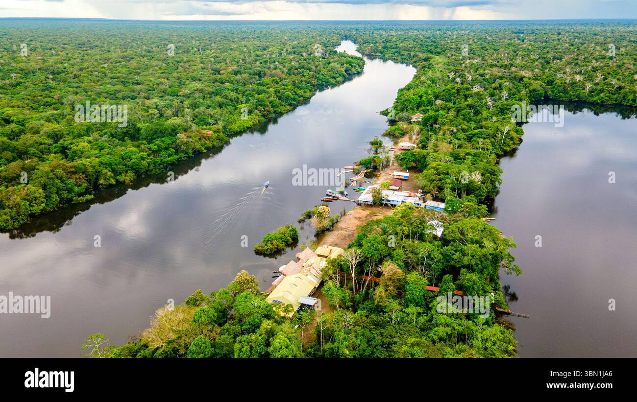 Stunning aerial view of Leticia, Colombia, nestled in the Amazon ...
