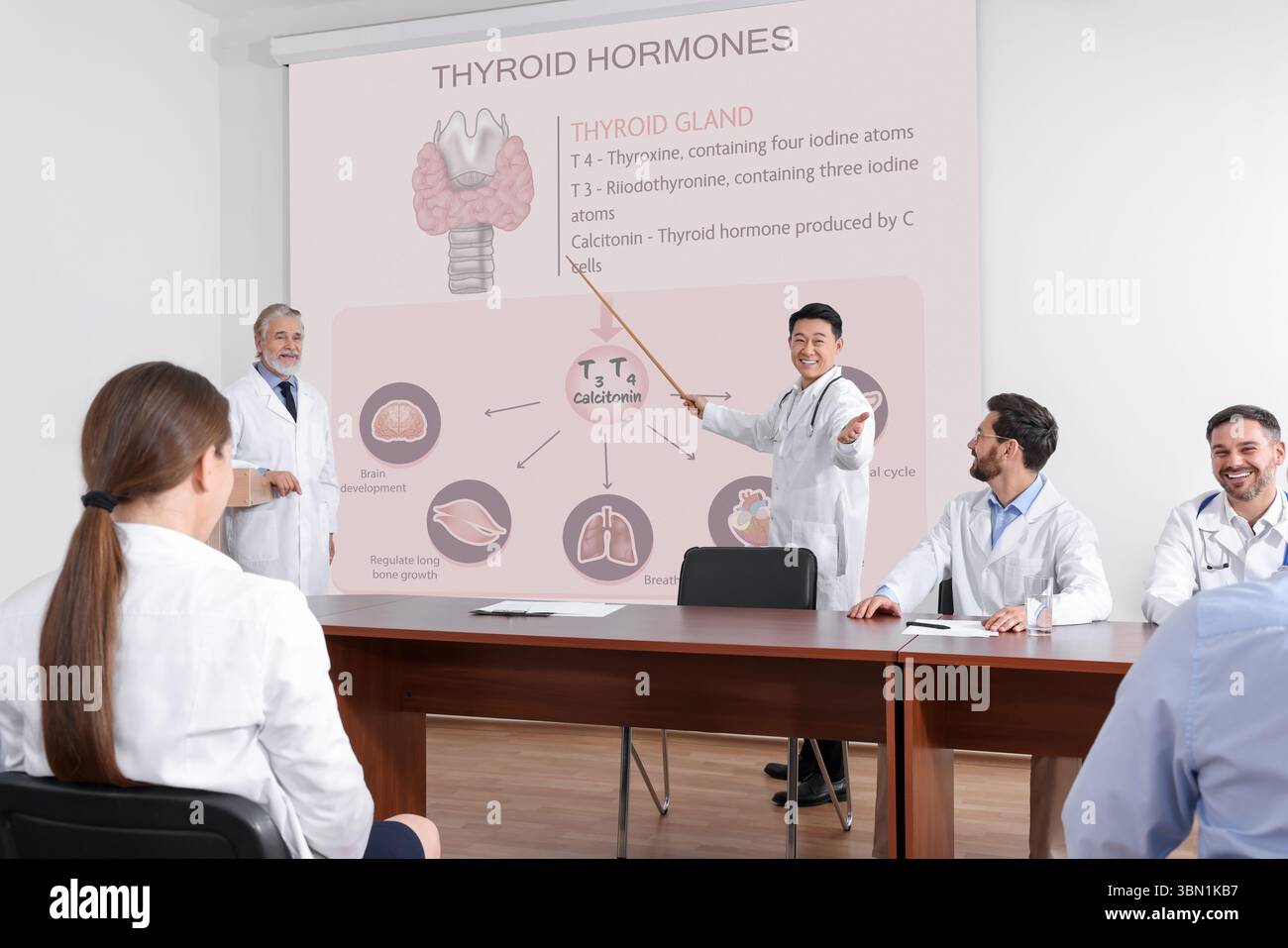 Healthcare professionals giving lecture about thyroid hormones in ...