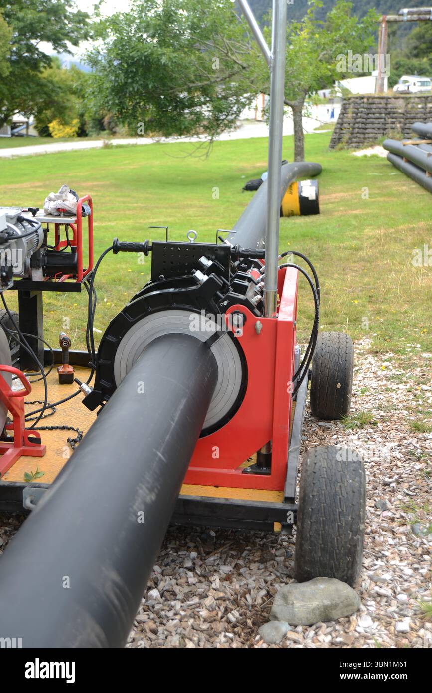 Equipment used for welding together plastic piping for a small ...