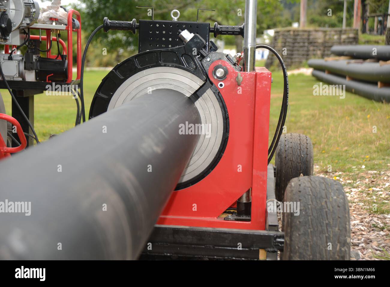 Equipment used for welding together plastic piping for a small ...