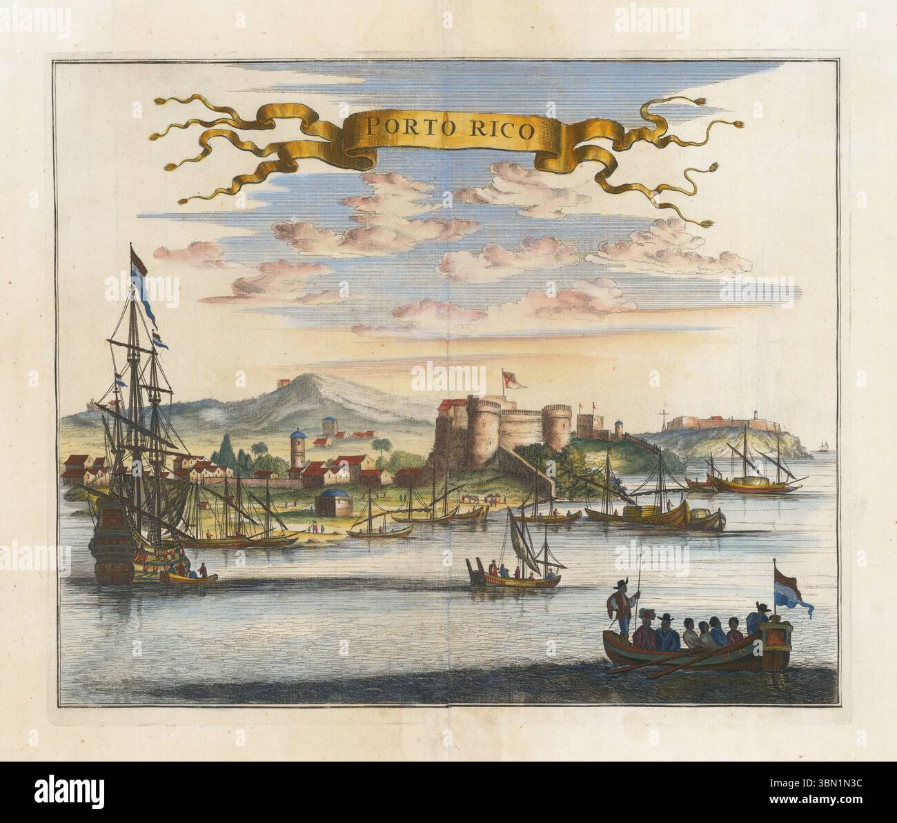 View of the harbour at San Juan, Puerto Rico, from the 1671 edition of ...