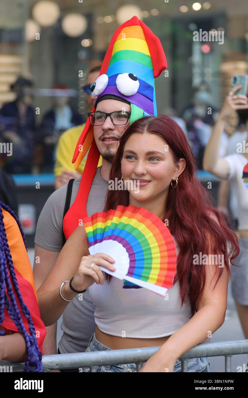 NEW YORK, NEW YORK – JUNE 29: Thousands of people participated in and marched during the 2025 ...