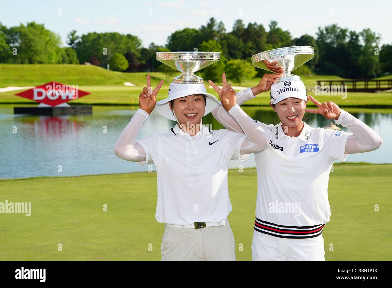 MIDLAND, MI - JUNE 29: From left to right LPGA golfers Somi Lee and Jin ...