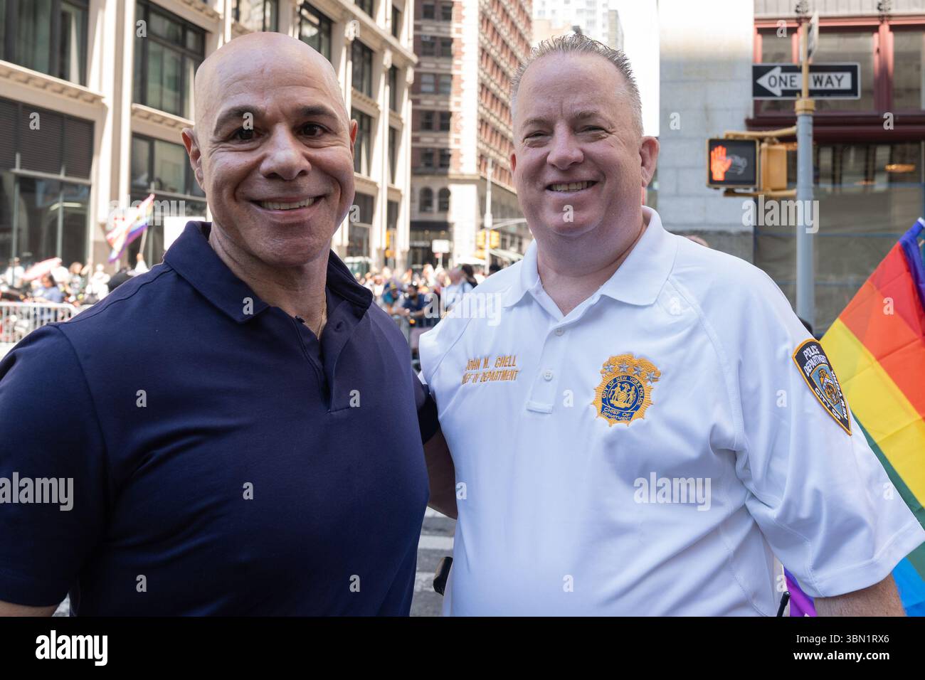 NYPD Chief of the Department John Chell (R) attends Pride parade on a ...