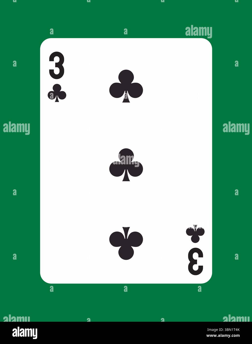 Three of clubs playing card isolated. Vector illustration Stock Vector ...