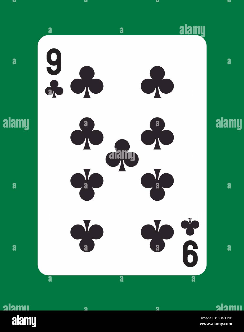 Nine of Clubs Playing Card Design. Vector illustration Stock Vector ...
