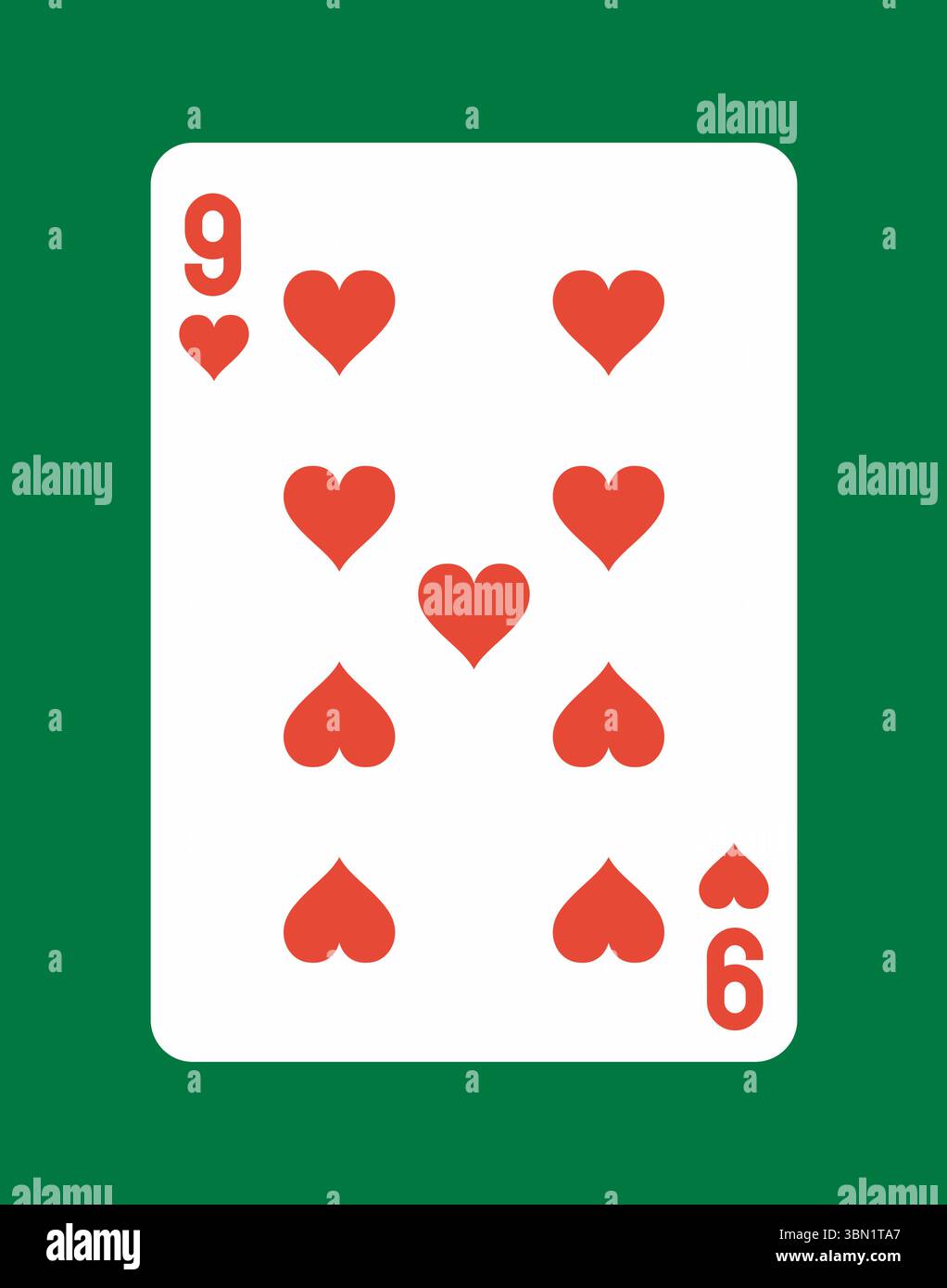 Nine of Hearts playing card image. Vector illustration Stock Vector ...