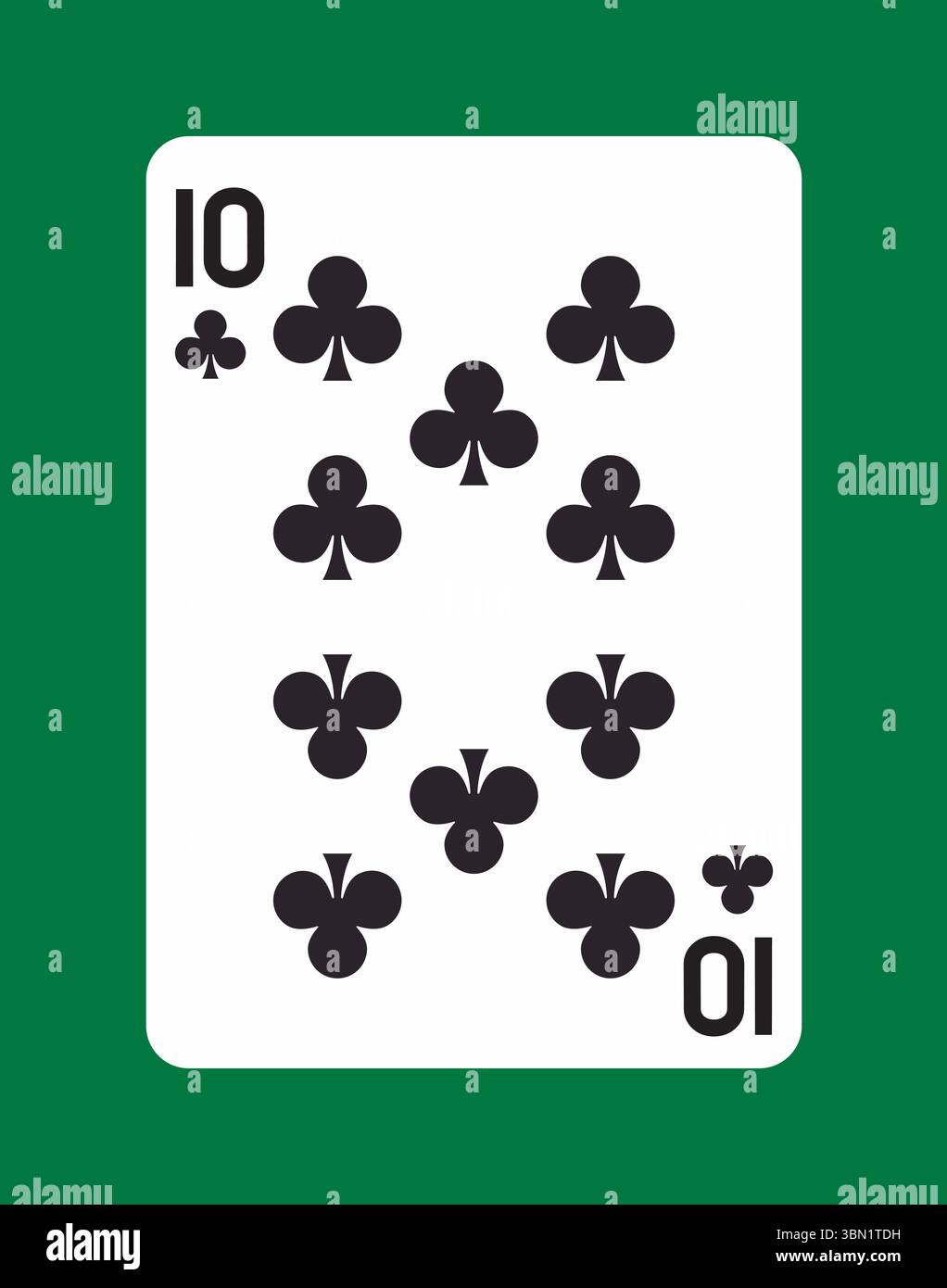 Ten of Clubs playing card design. Vector illustration Stock Vector ...