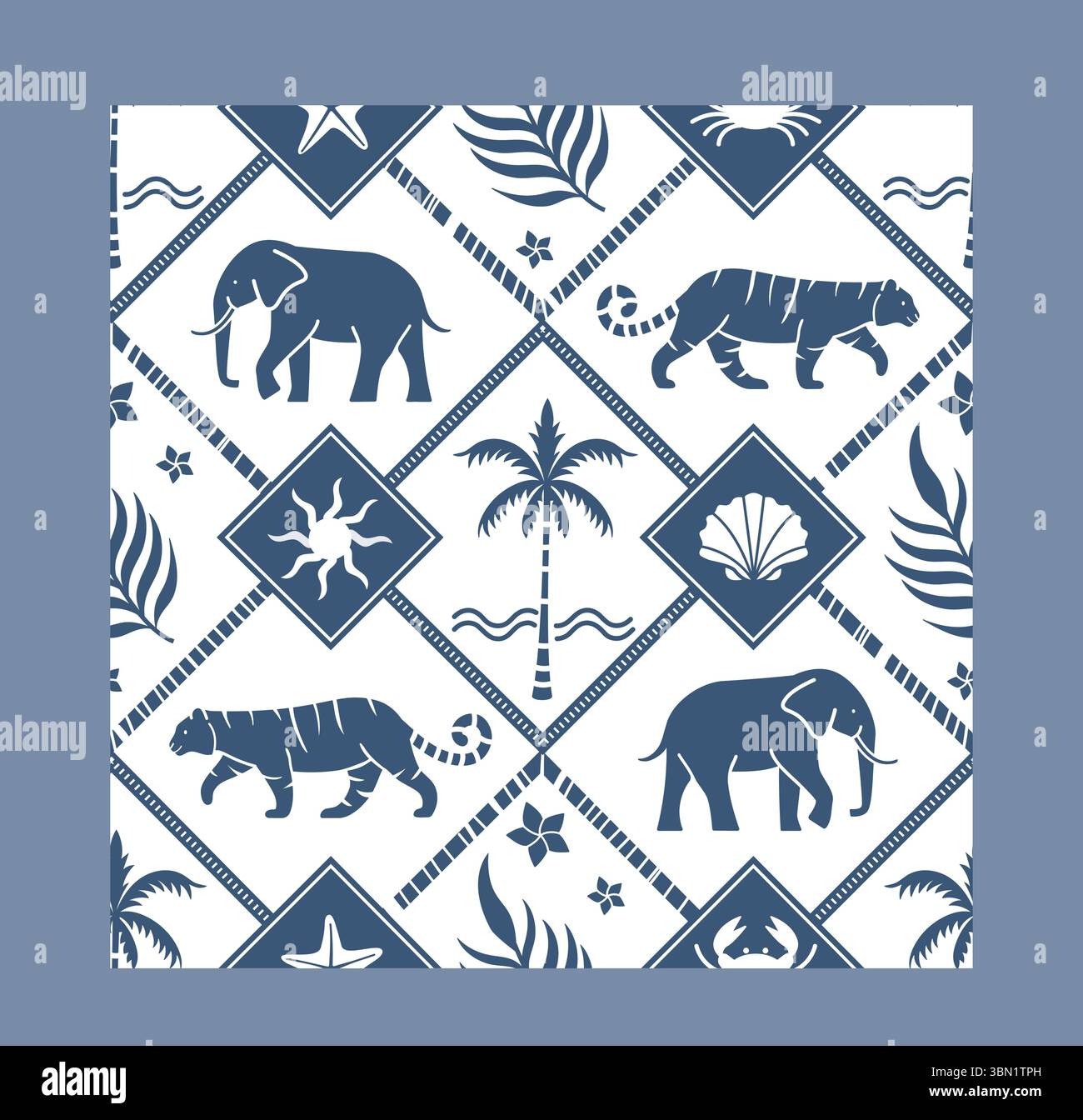 Tropical jungle pattern with animals. Vector illustration Stock Vector ...