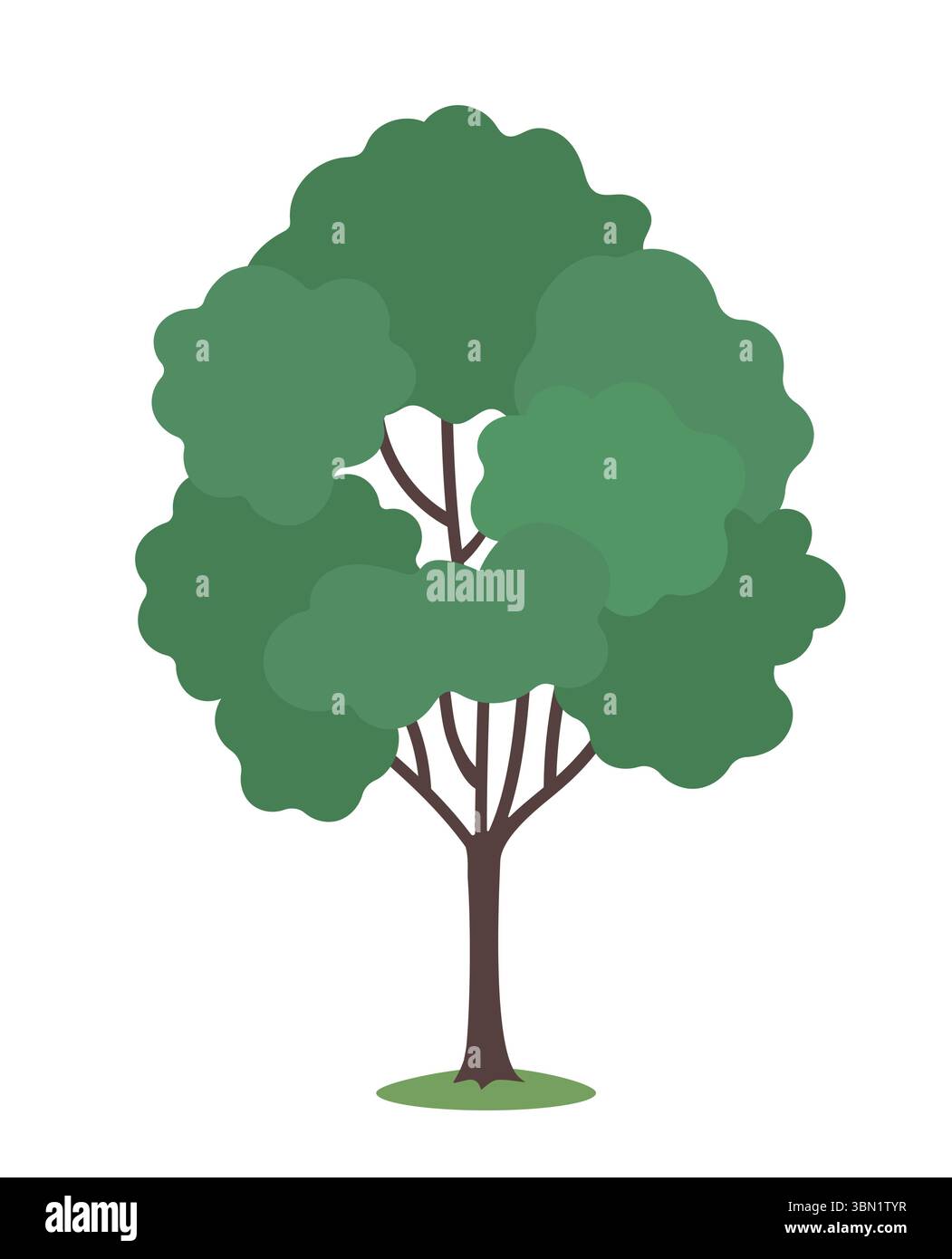 Cartoon style green tree illustration. Vector illustration Stock Vector ...