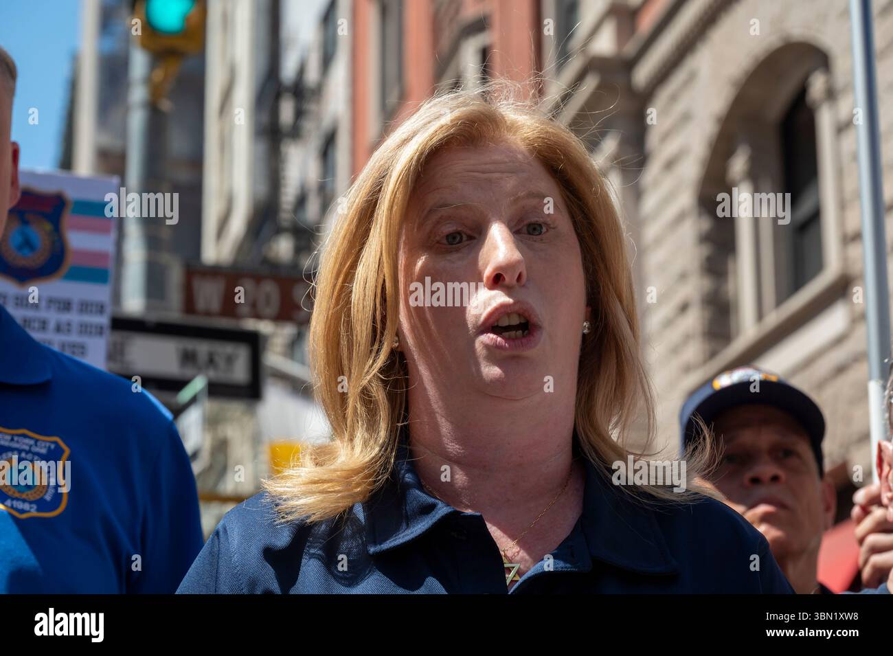 NEW YORK, NEW YORK - JUNE 29: NYPD Commissioner Jessica Tisch speaks at ...