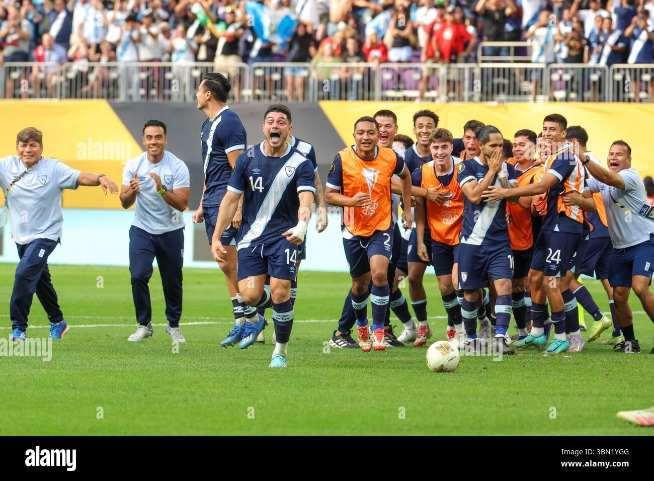 Minneapolis, MN, USA. 29th June, 2025. Guatemala reacts to winning on ...