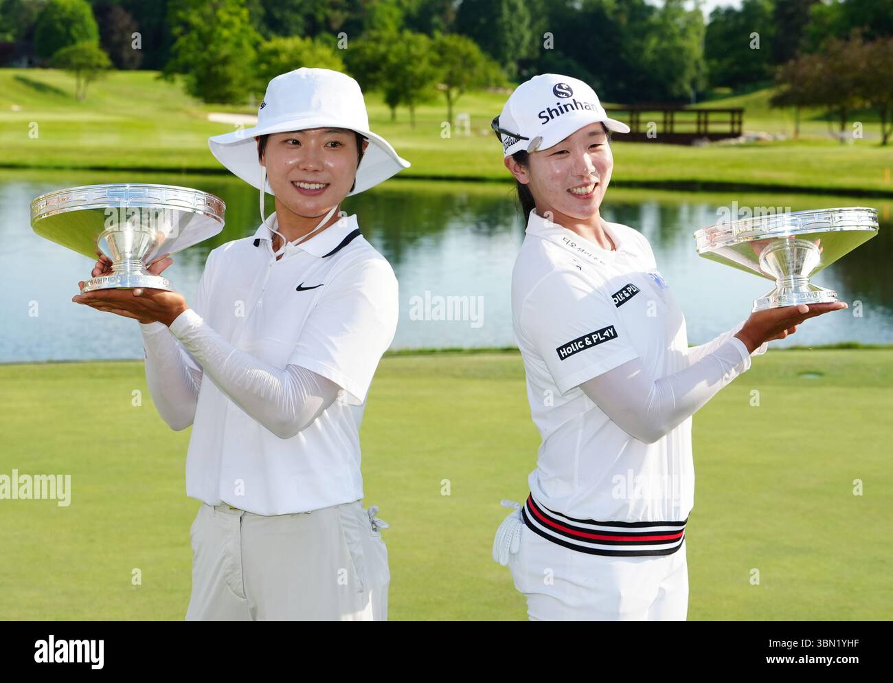 MIDLAND, MI - JUNE 29:From left to right LPGA golfers Somi Lee and Jin ...