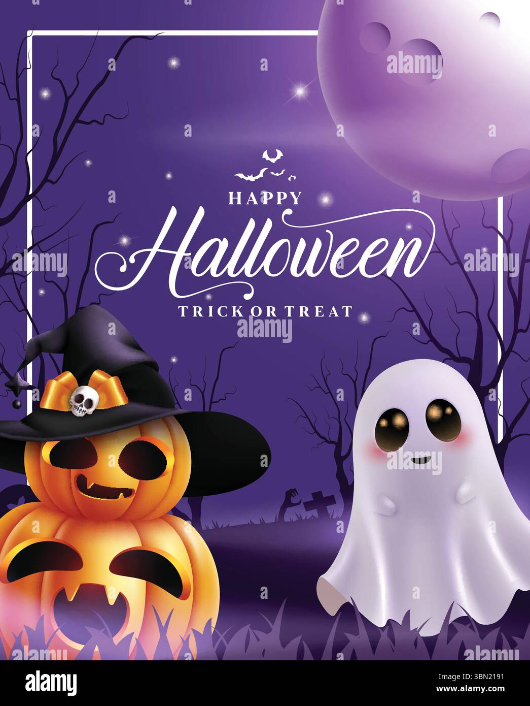 Happy Halloween trick or treat greeting clipart poster. Halloween Trick ...