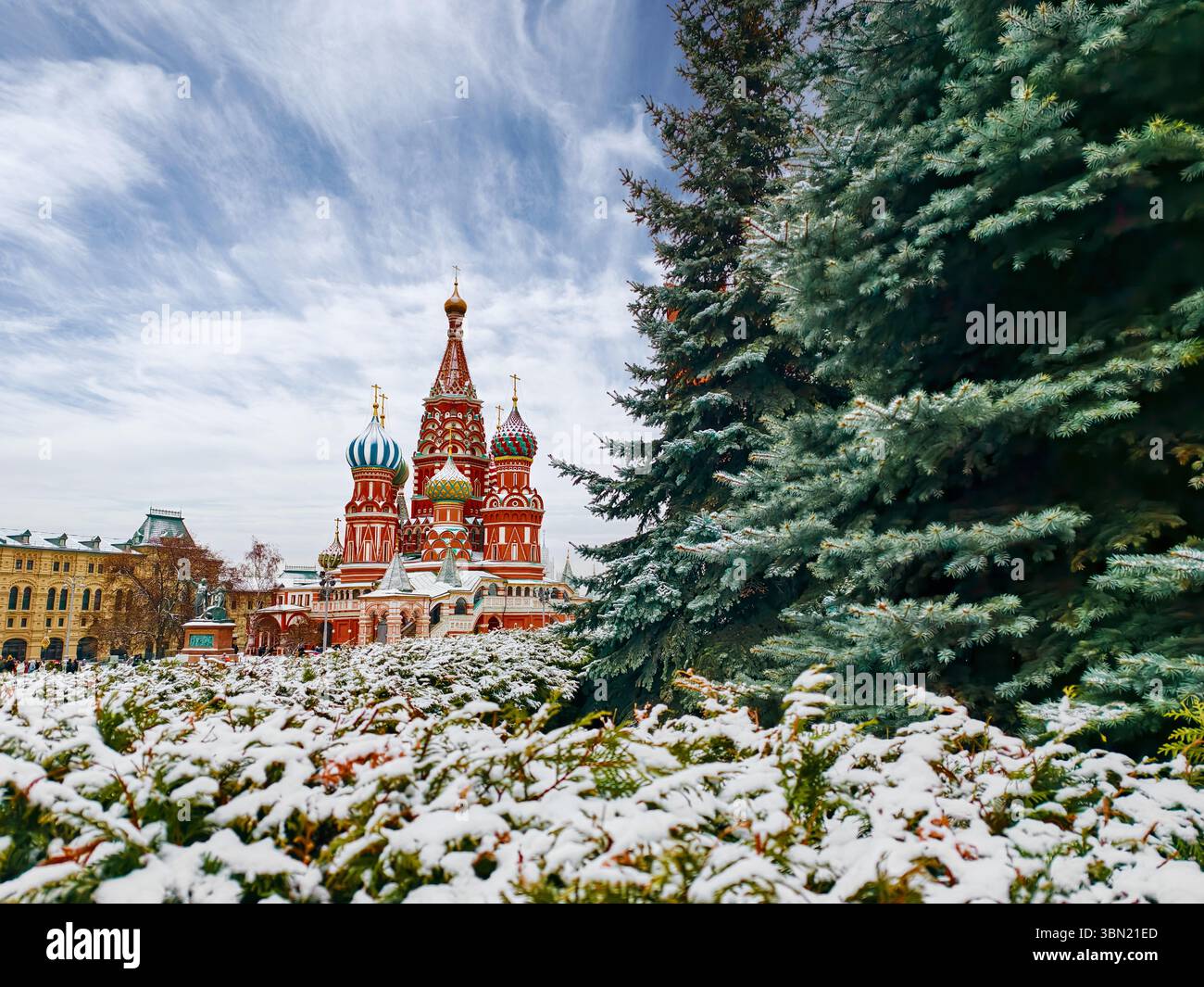 Winter wonderland surrounds the iconic St. Basil's Cathedral in Moscow ...