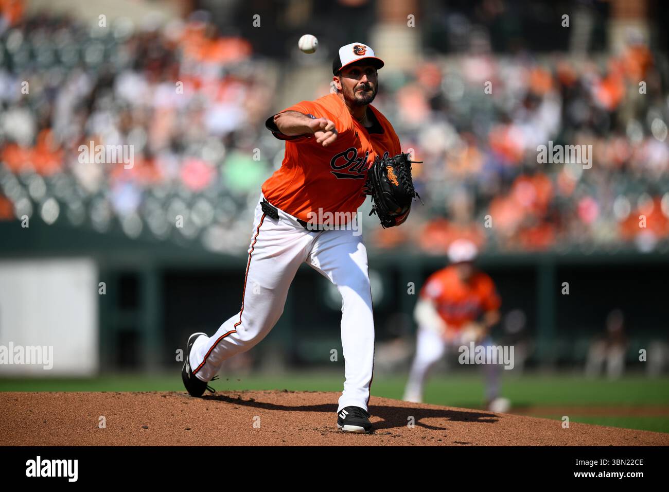 Baltimore Orioles starting pitcher Zach Eflin (24) in action during a ...
