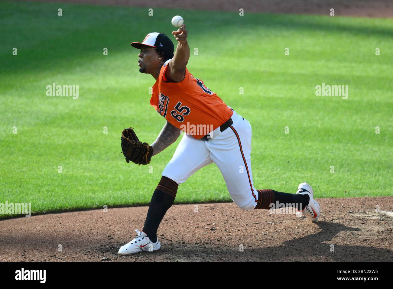 Baltimore Orioles relief pitcher Gregory Soto (65) in action during a ...
