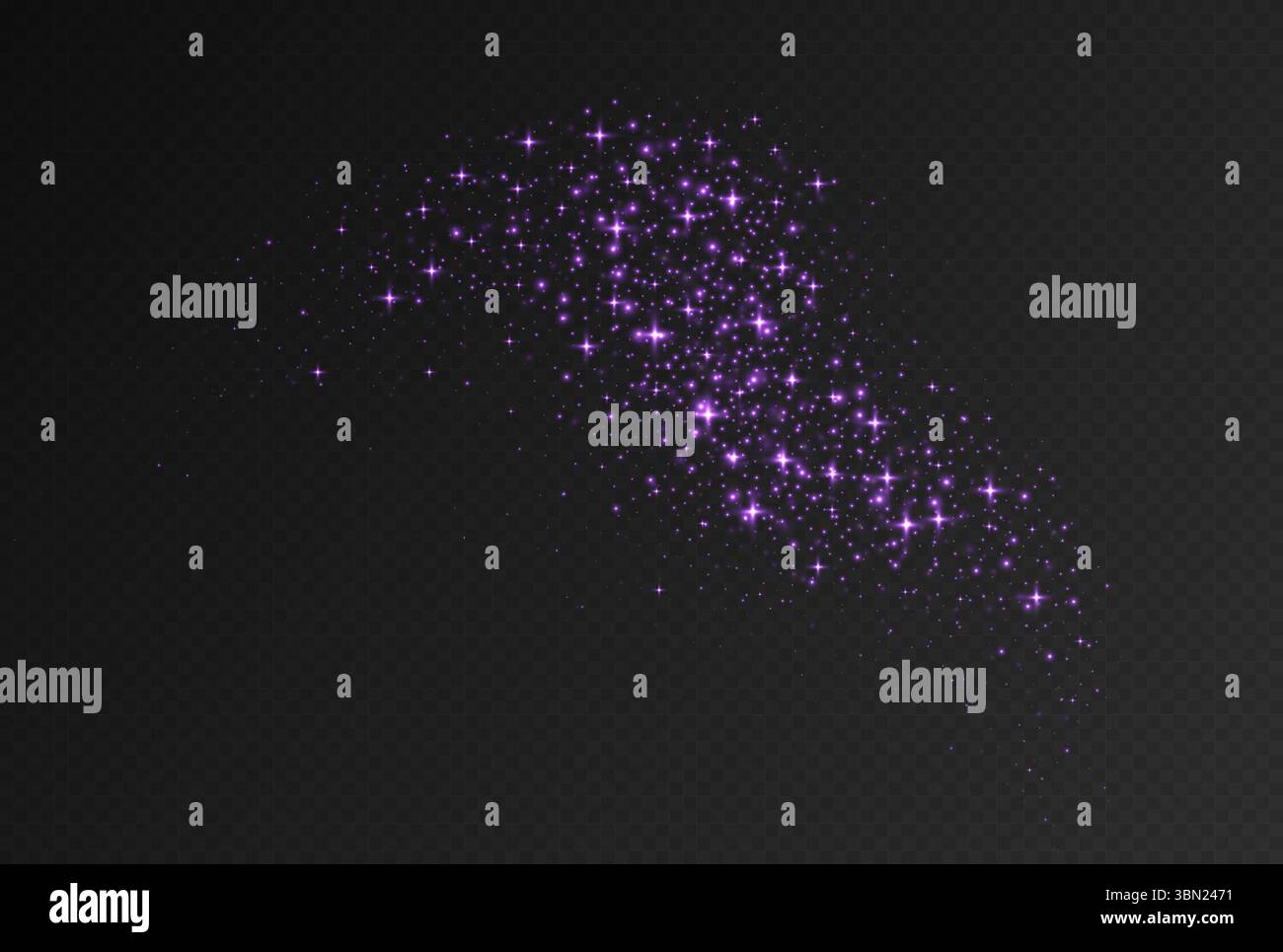 Purple sparkling stars, shiny particles light effect, transparent ...