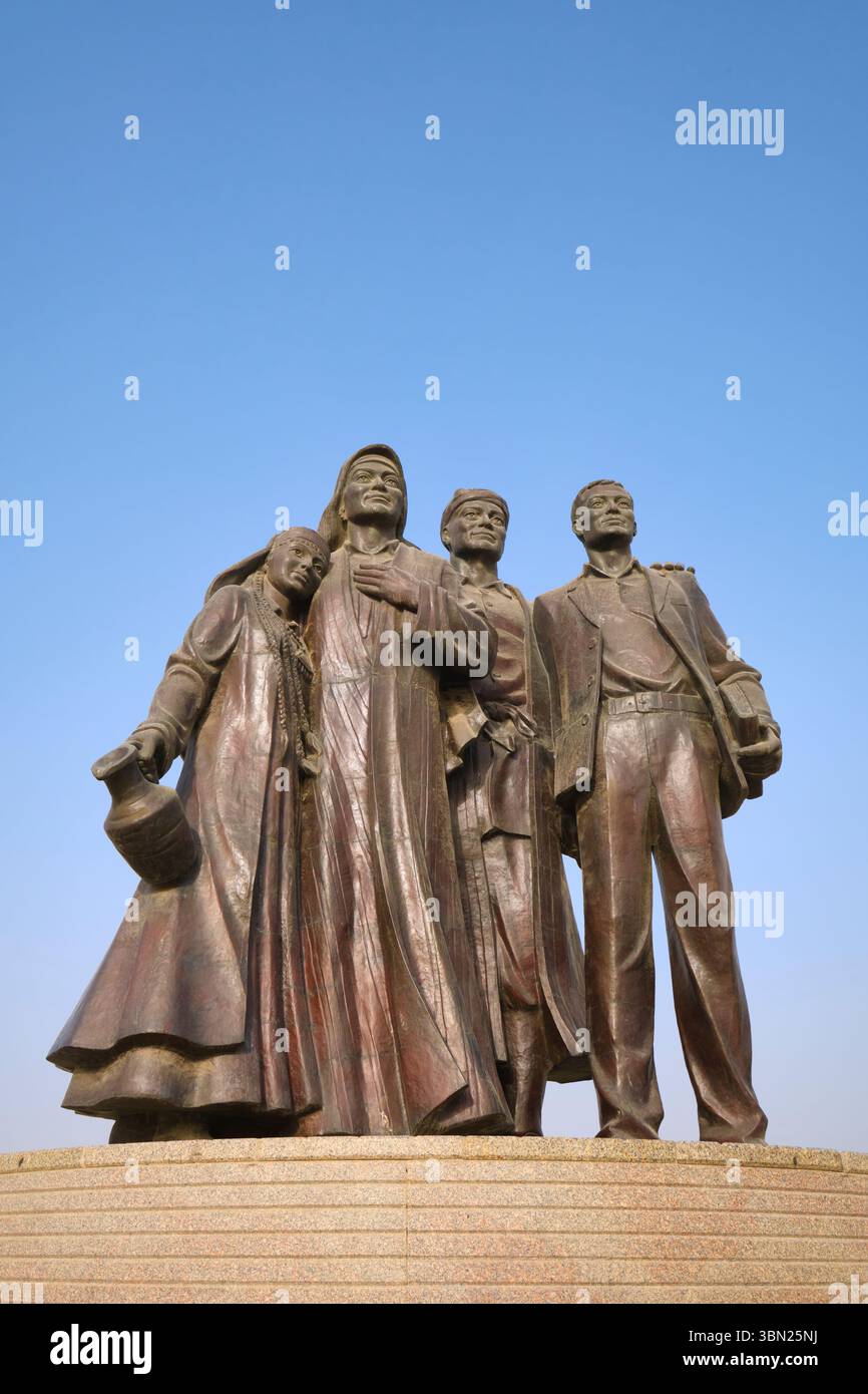 Front view of the heroic sculpture. The Olia, Family Monument, a bronze ...