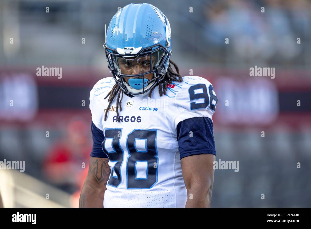 Ottawa, Canada. 29 Jun 2025. Andre Carter (98) of the Toronto Argonauts ...