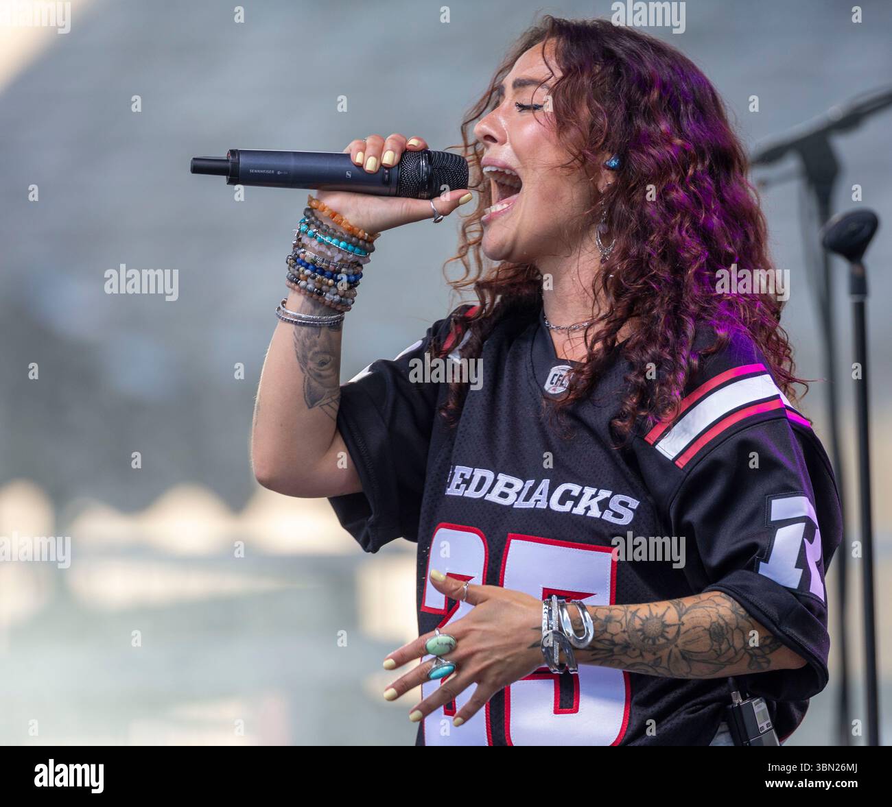 Ottawa, Canada. 29 Jun 2025. JJ Wilde performs before the game ...