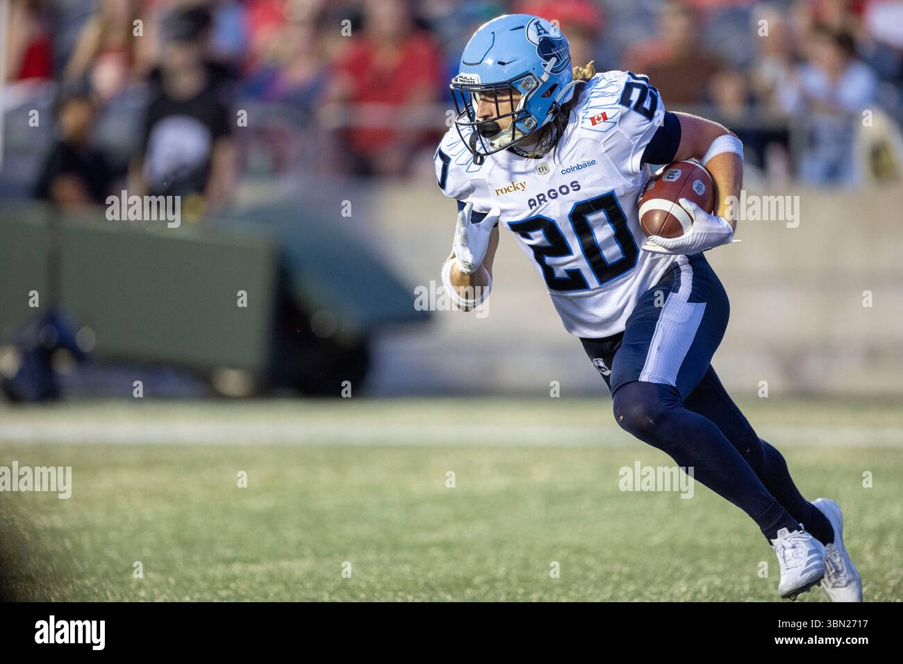 Ottawa, Canada. 29 Jun 2025. Derek Slywka (20) of the Toronto Argonauts ...