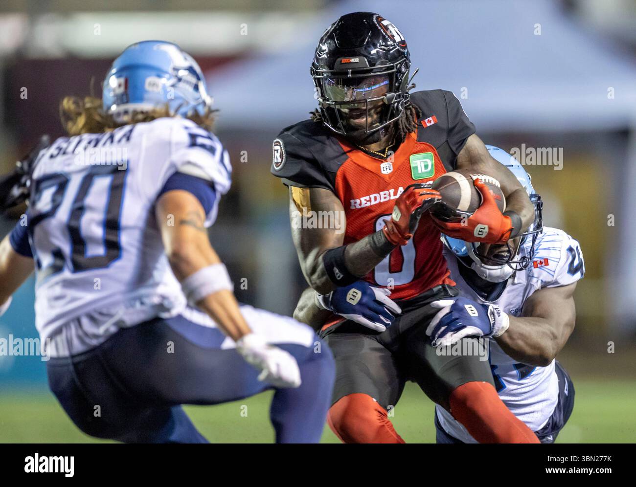 Ottawa, Canada. 29 Jun 2025. Bralon ADDISON (0) of the Ottawa Redblacks ...