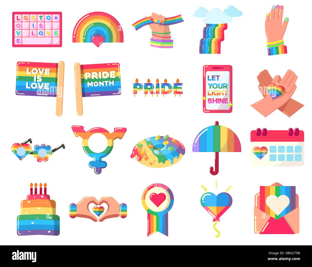 Business celebration themed icons for Pride Month. Vector illustration ...