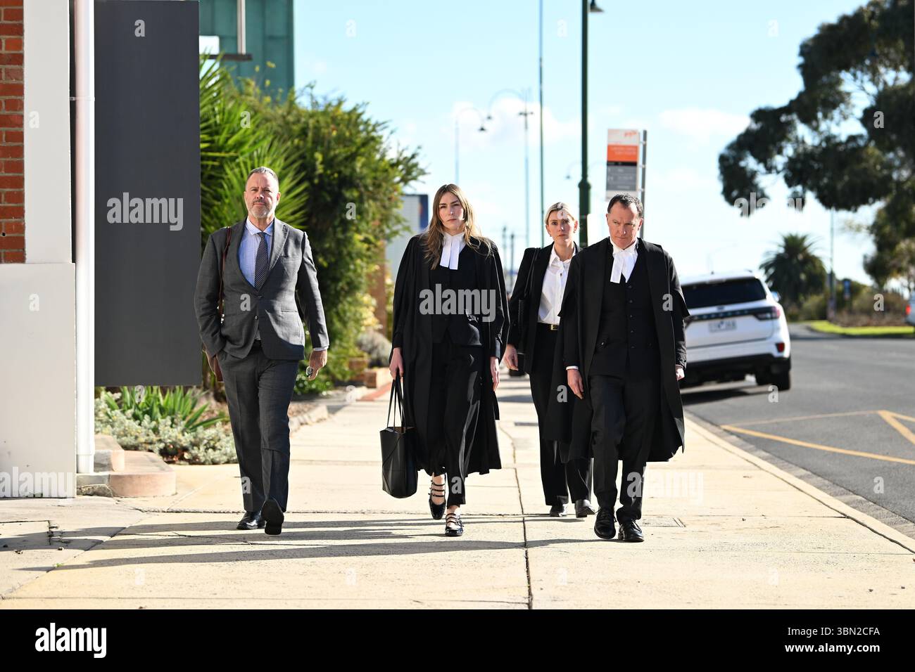 Morwell, Australia. 30th June, 2025. Erin Patterson's legal team (L-R ...