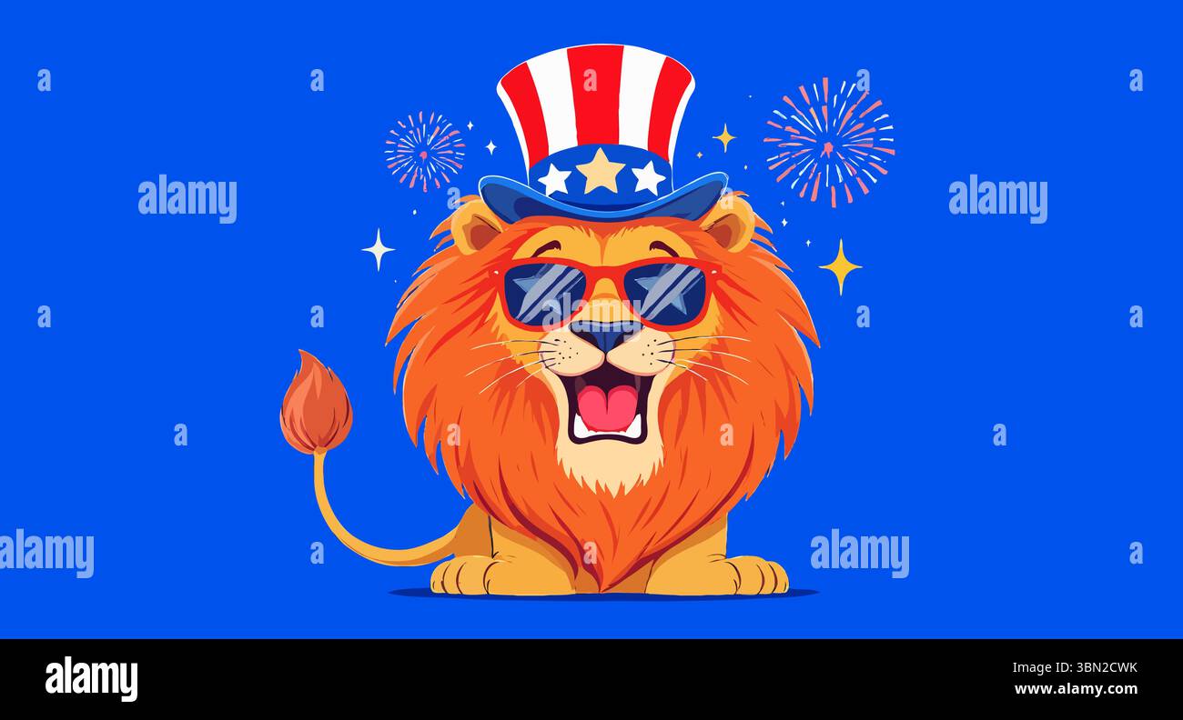 Cartoon lion wearing red hat hi-res stock photography and images - Alamy
