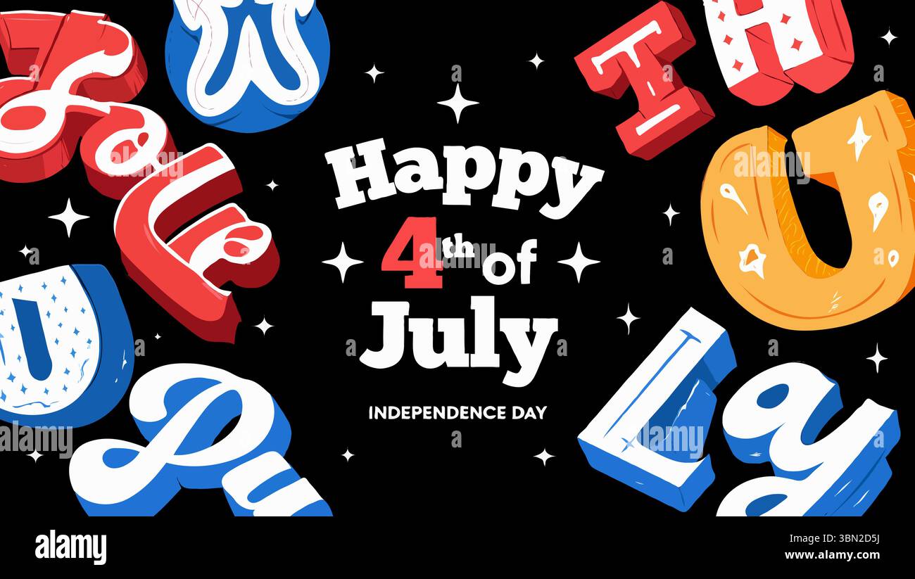 Happy fourth of july independence day celebration with bold red white ...