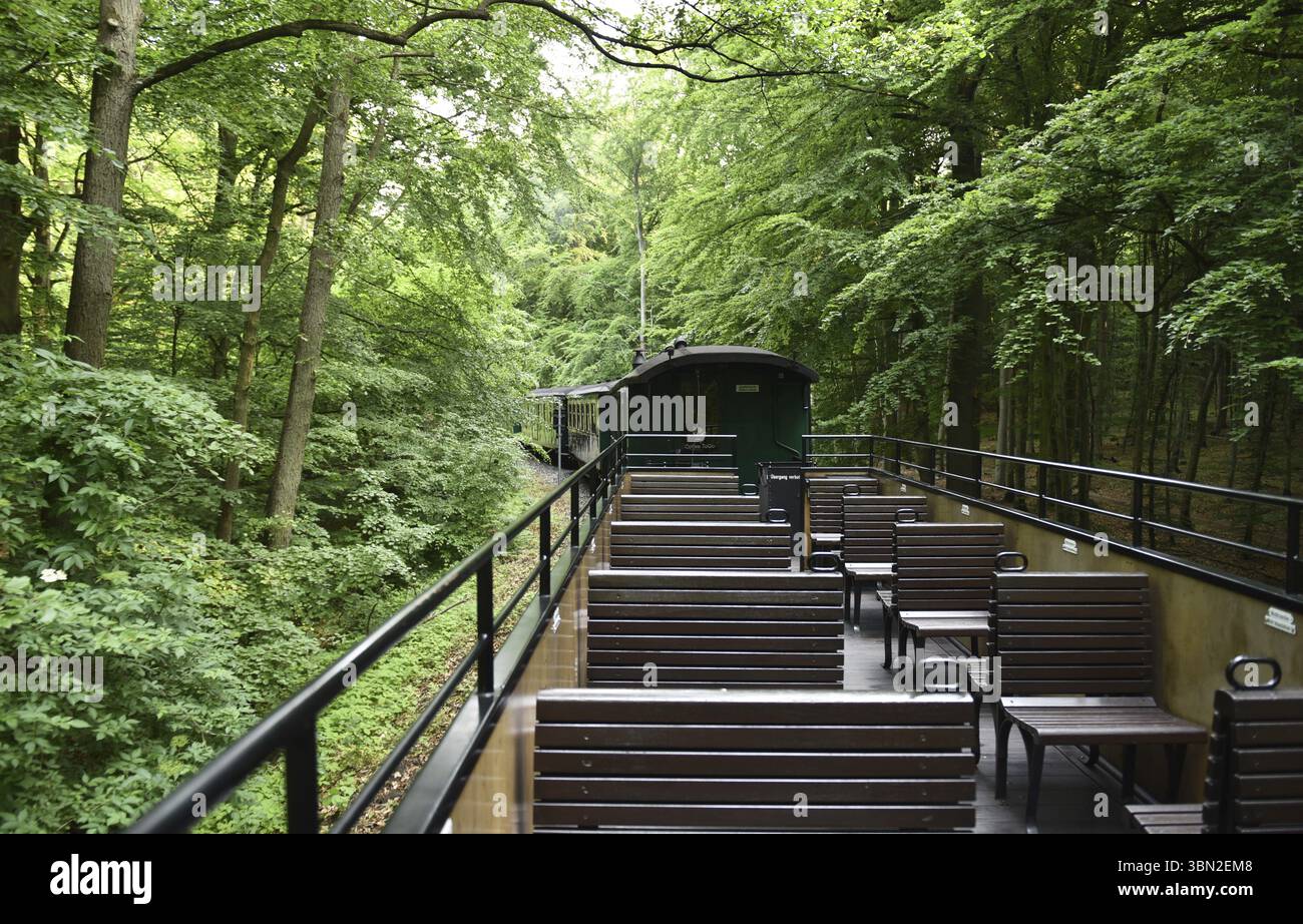 Observation car of the Raging Roland, narrow-gauge railway on Ruegen ...