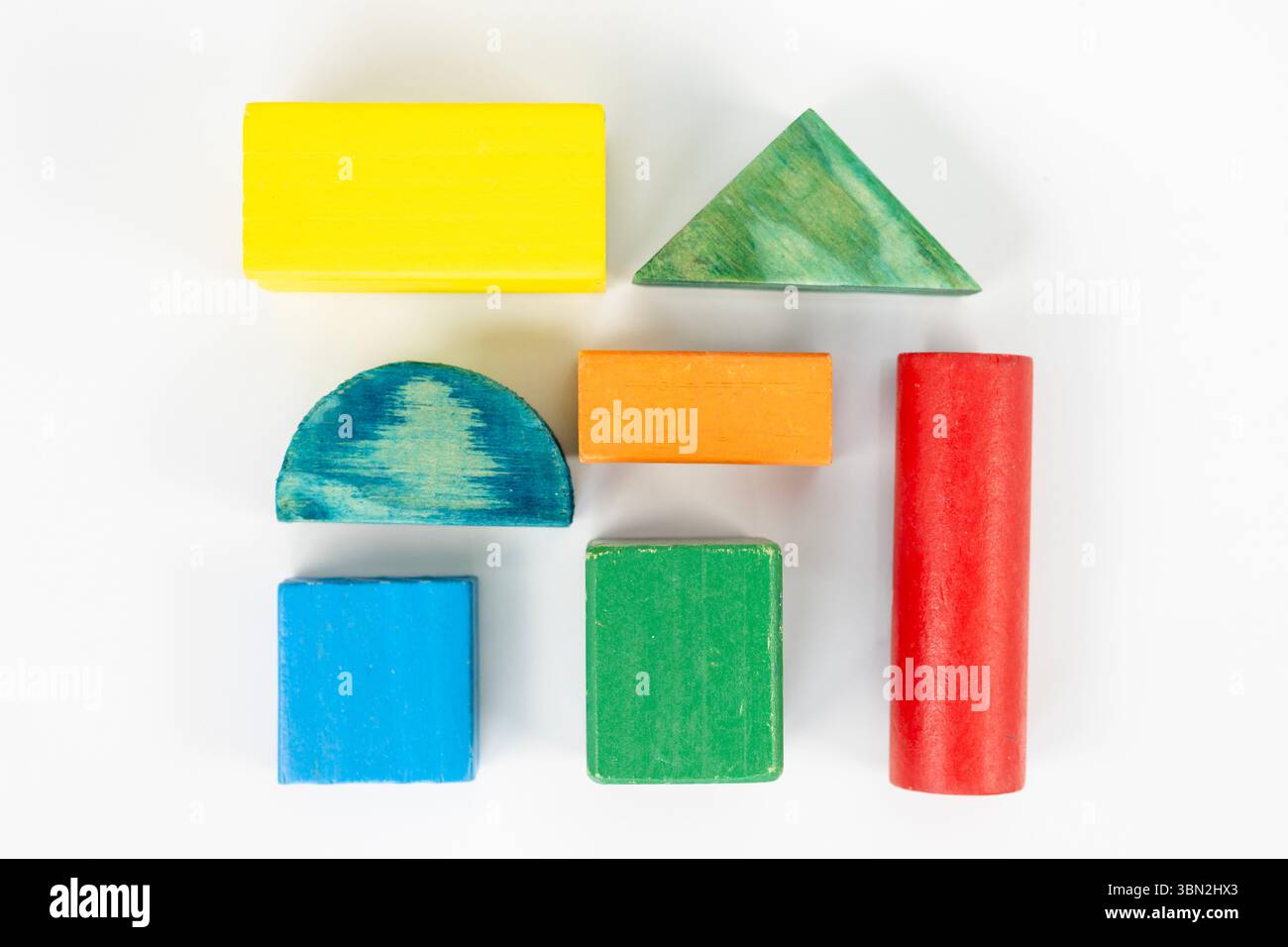 Colorful Assorted Wooden Blocks in Various Shapes and Sizes on White ...