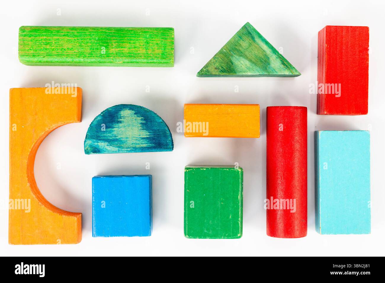 Educational Wooden Blocks in Various Geometric Shapes and Bright Colors ...