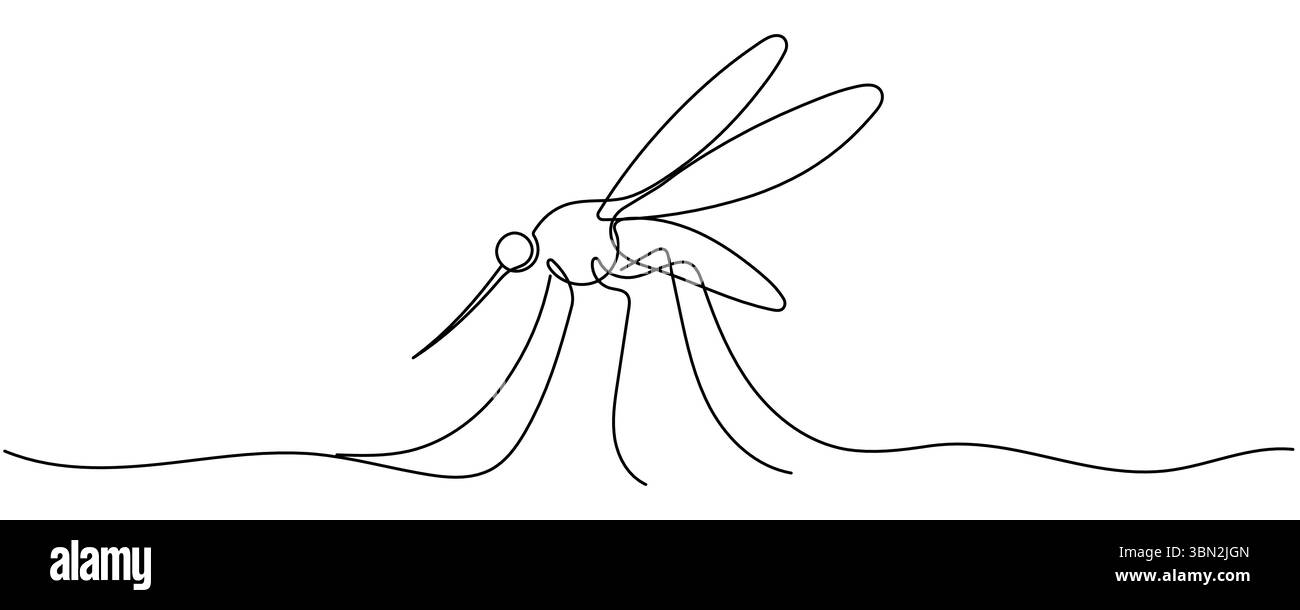 Mosquito continuous one line drawing. Single line vector illustration ...