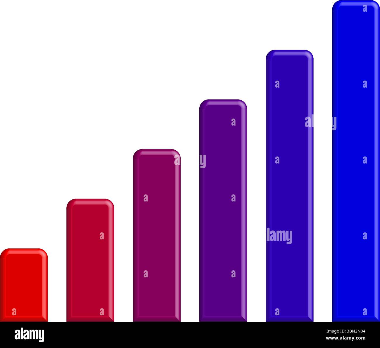 3D Bar Chart Vector - Increasing Gradient Red to Blue - Data Growth ...