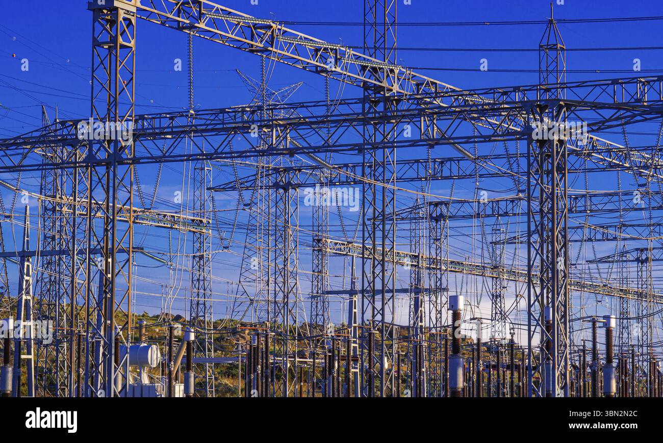 High Voltage Electric Energy Transportation Tower Stock Photo - Alamy