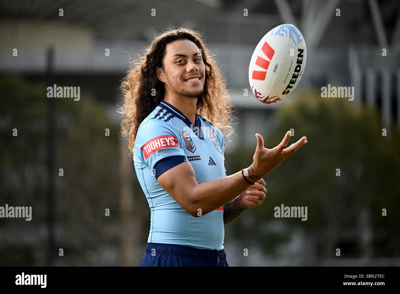 Jarome Luai poses for a photograph during a NSW Blues training session at the New South Wales ...