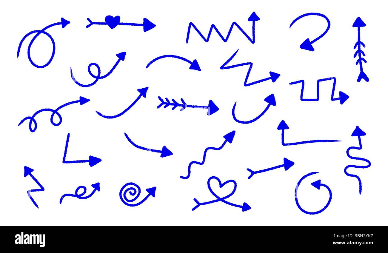 Collection of hand drawn arrows doodle. Arrow mark icons, Doddle arrow ...