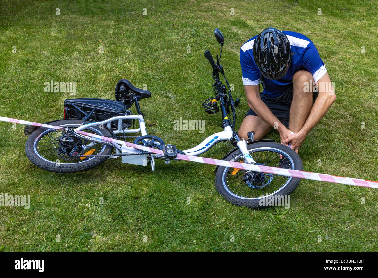 Cyclist with a broken leg and sprained ankle after an electric bike ...